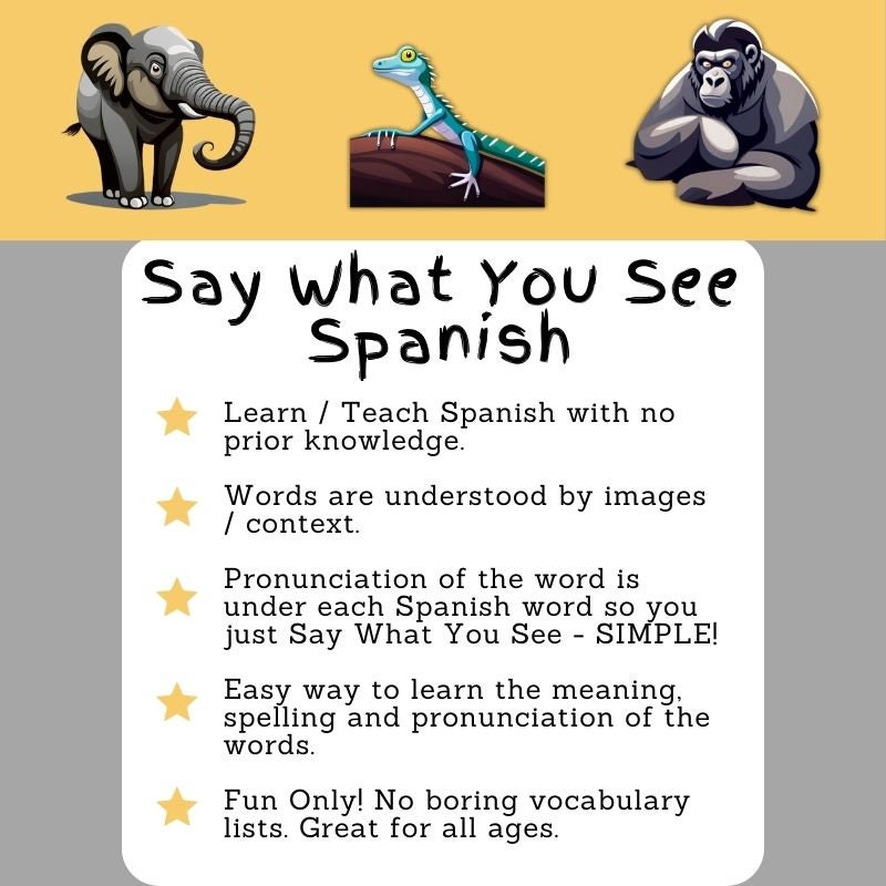 10x Wild Animal Image Bingo Games With Calling Cards. Learn Spanish ...