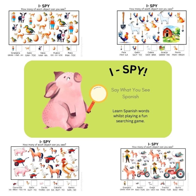 Homeschool Resource, Learn Spanish I Spy Game, Home School Worksheet ...