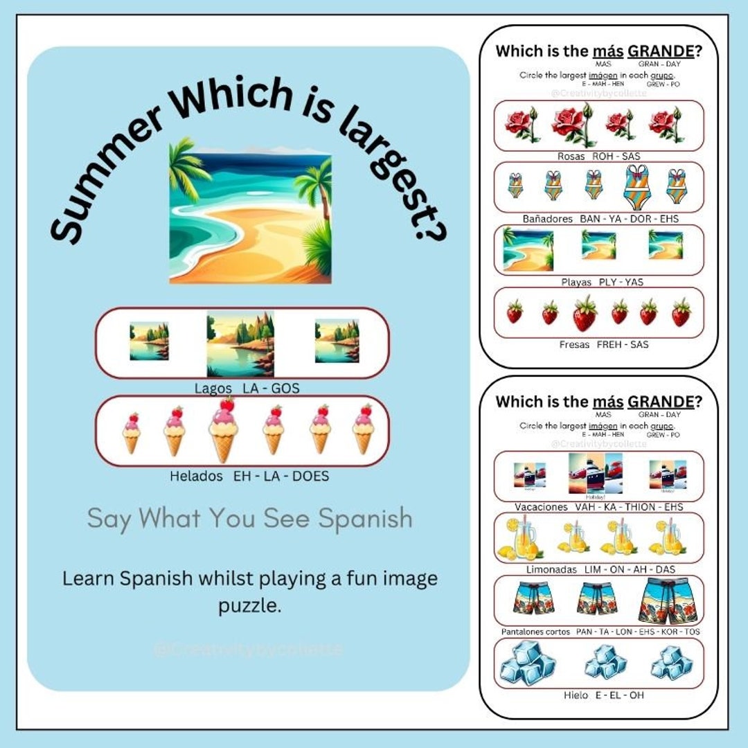 Learn Spanish Sizing Activity, Homeschool Resource, Home School ...