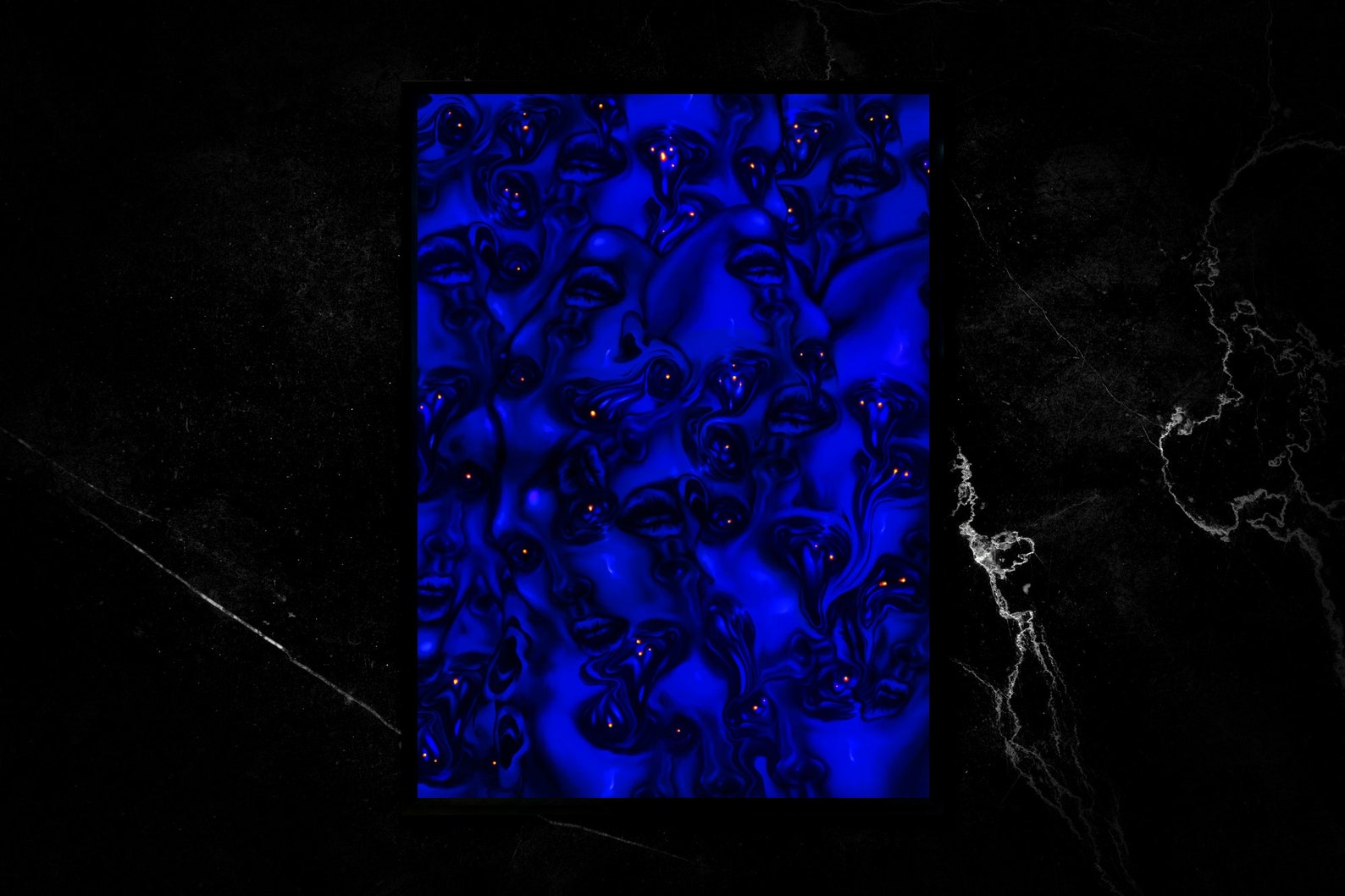 Vibrant Blue Psychedelic Trippy Digital Art Print Representing Melting ...