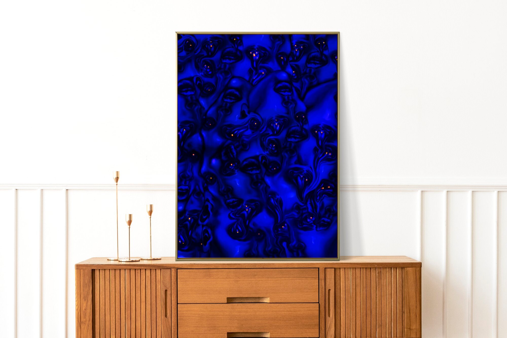 Vibrant Blue Psychedelic Trippy Digital Art Print Representing Melting ...