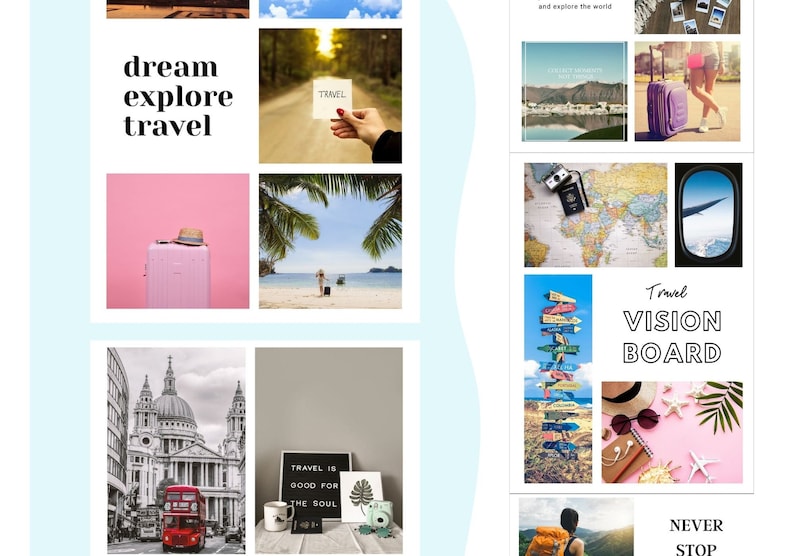 Travel Vision Board Kit, Vision Board Printable, Travel Photo Collage ...