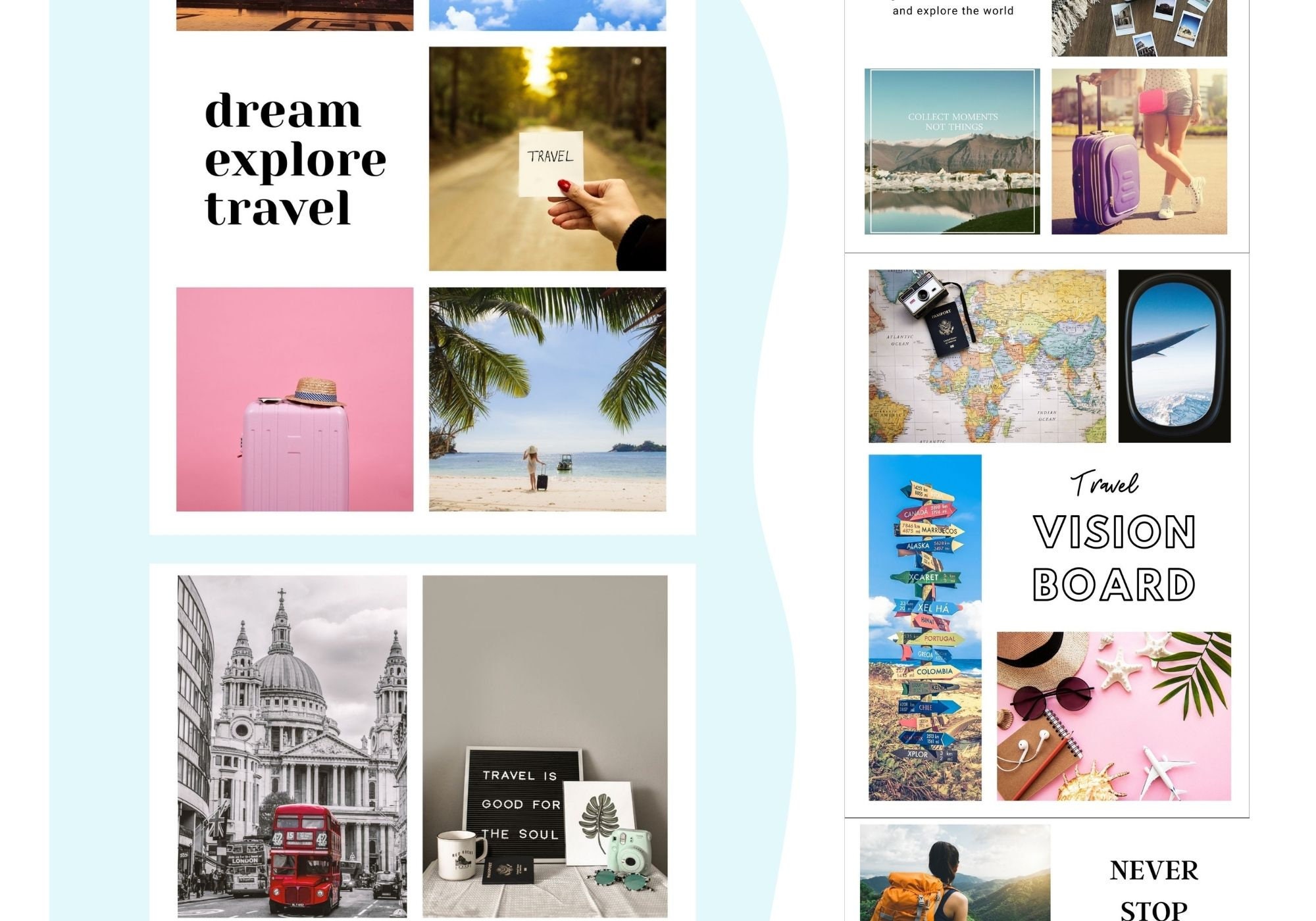 Travel Vision Board Kit, Vision Board Printable, Travel Photo Collage ...