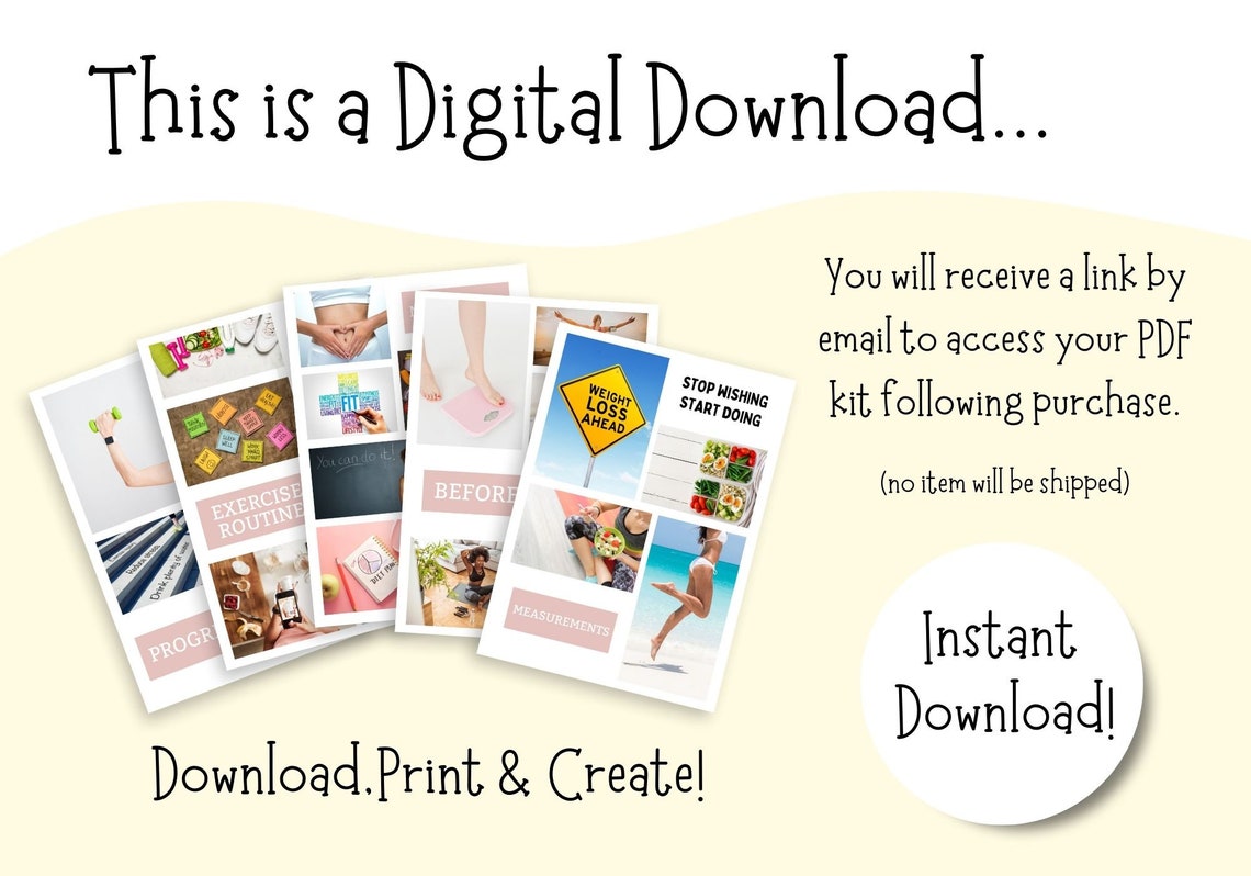 Vision Board Printable for Weight Loss, Vision Board Kit, Fitness ...