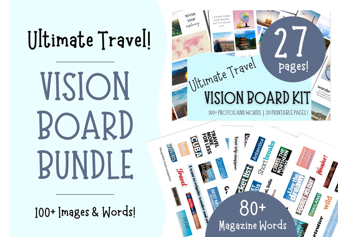 Travel Vision Board Kit, Vision Board Printable, Travel Photo Collage ...