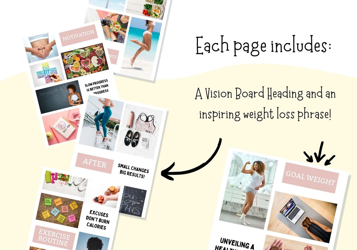 Vision Board Printable for Weight Loss, Vision Board Kit, Fitness ...