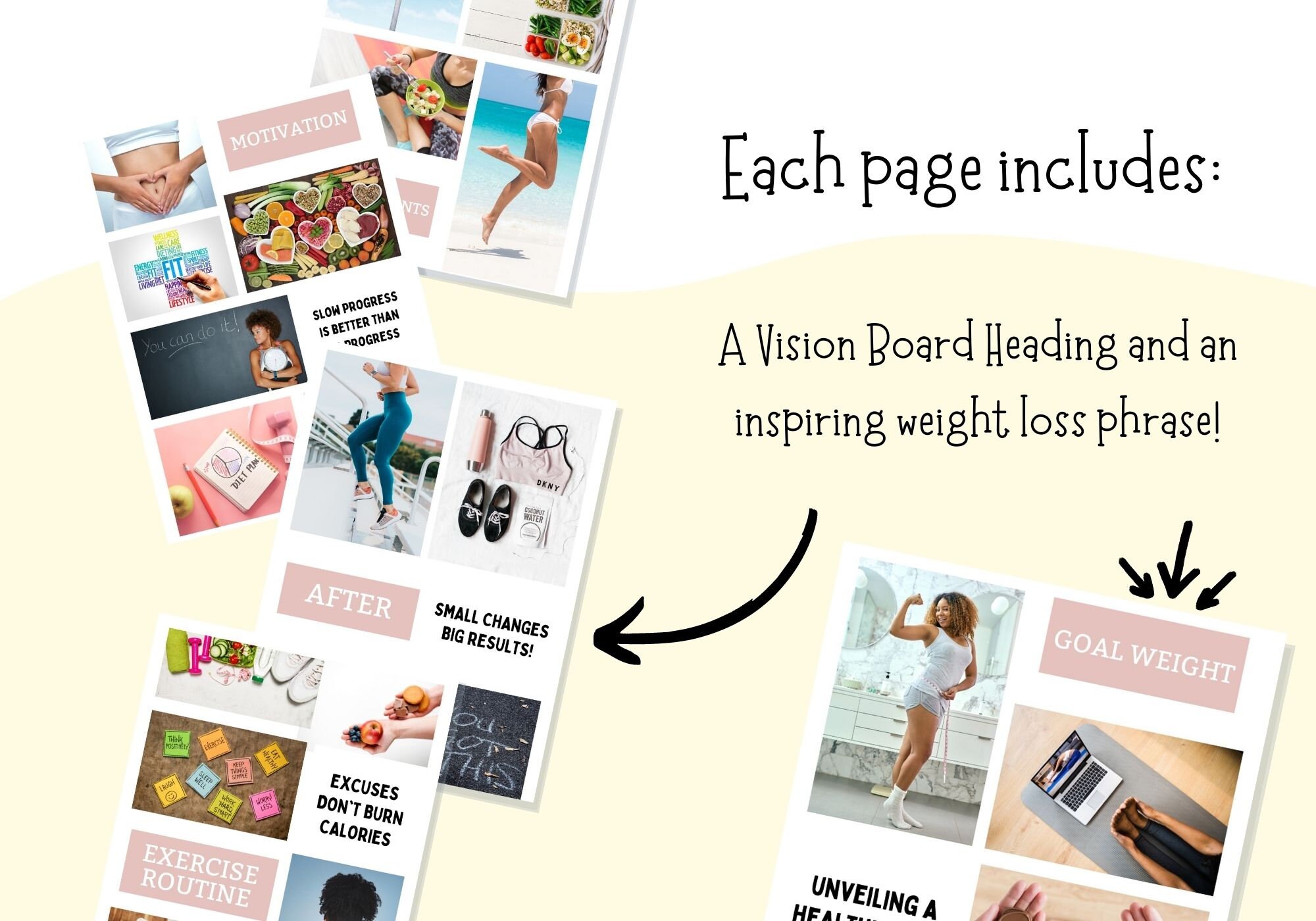 Vision Board Printable for Weight Loss, Vision Board Kit, Fitness ...