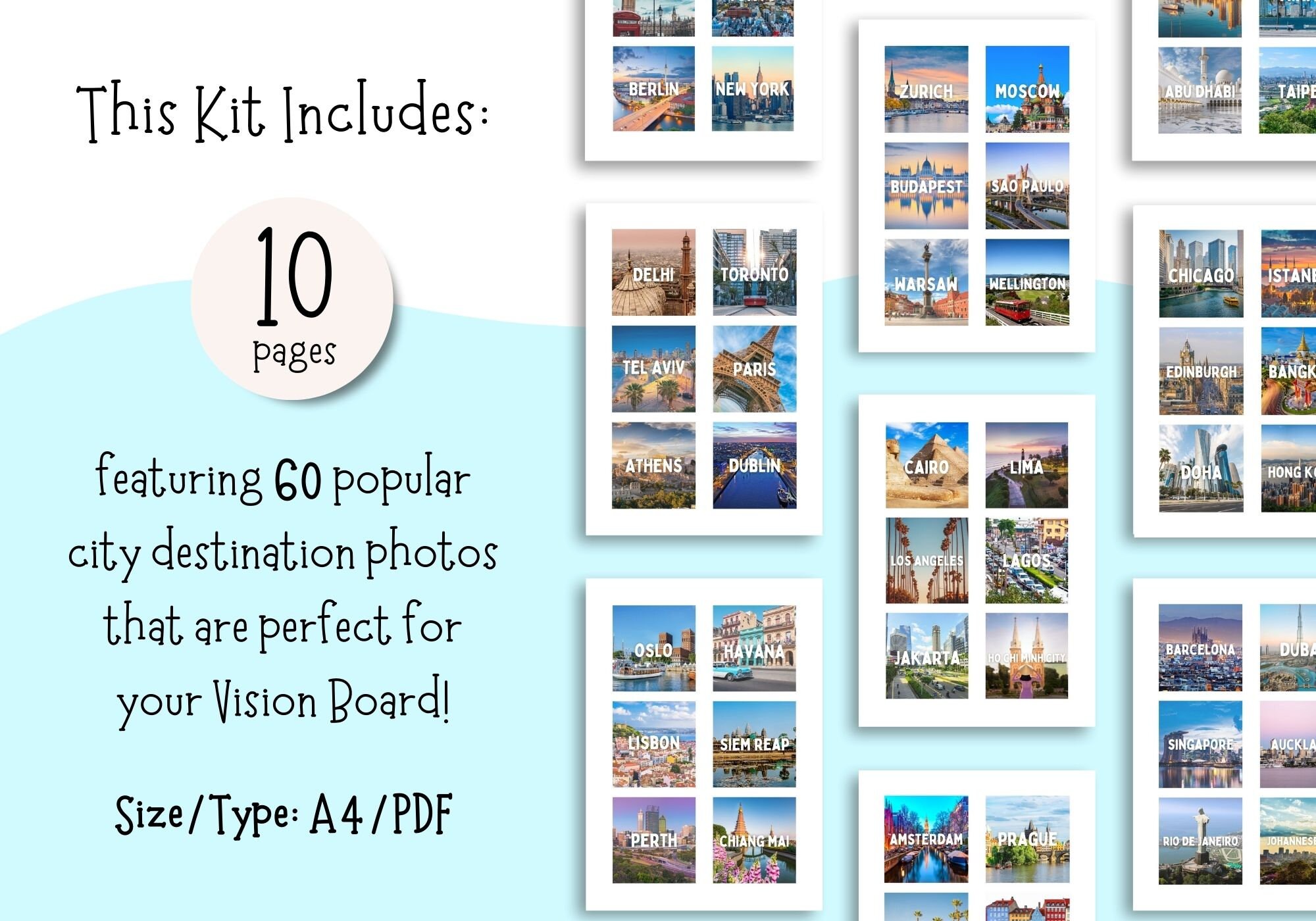 Travel Vision Board Kit, Vision Board Printable, Vision Board Party ...