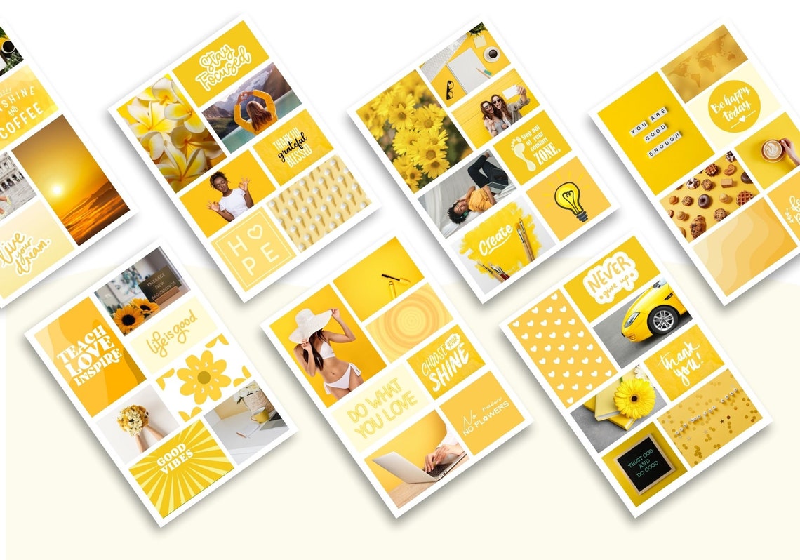 Vision Board Printable , Yellow Vision Board Kit, Vision Board Party ...