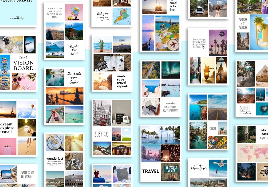 Travel Vision Board Kit, Vision Board Printable, Vision Board Party Kit ...