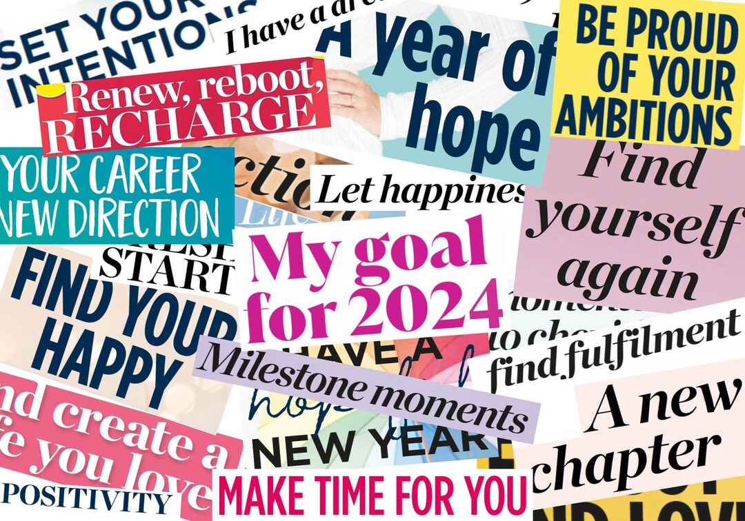 50 Happy 2024 Magazine Words Printable, Vision Board Words, Vision ...