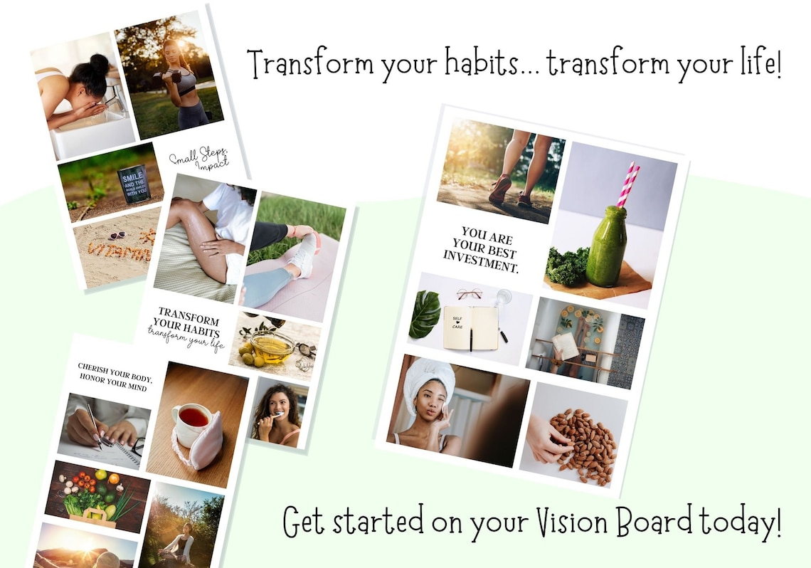 Healthy Habits Vision Board Printable, Vision Board 2025, Health Vision ...