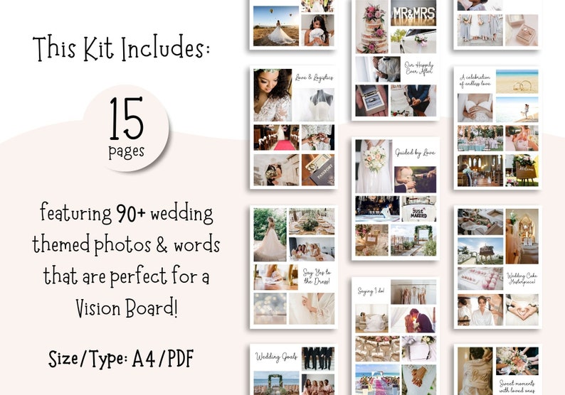 Wedding Vision Board Kit, Vision Board Printable, Wedding Planning ...