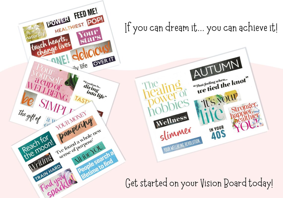 450 Real Magazine Words Printable, Vision Board Words, Vision Board Kit ...