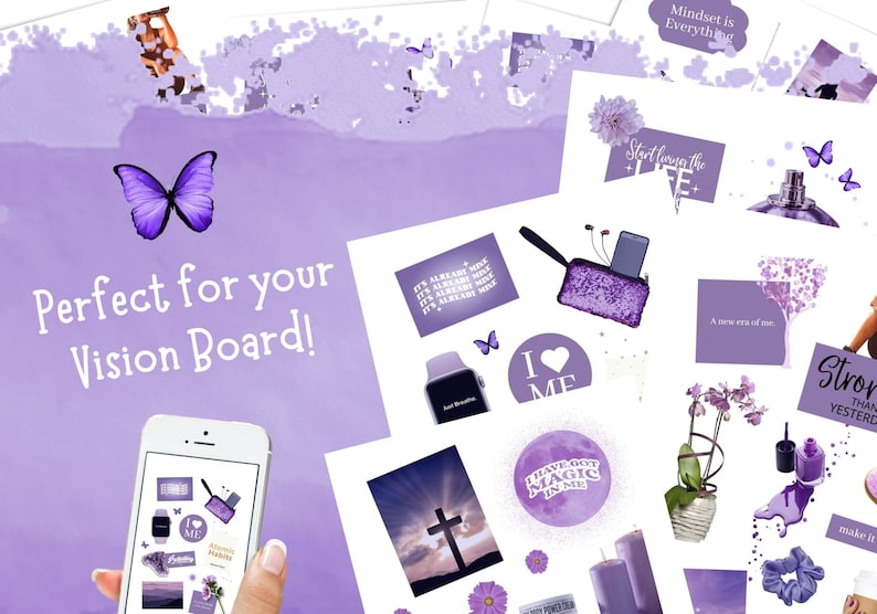 Purple Vision Board Printable, Vision Board Kit for Women 2026, Vision ...