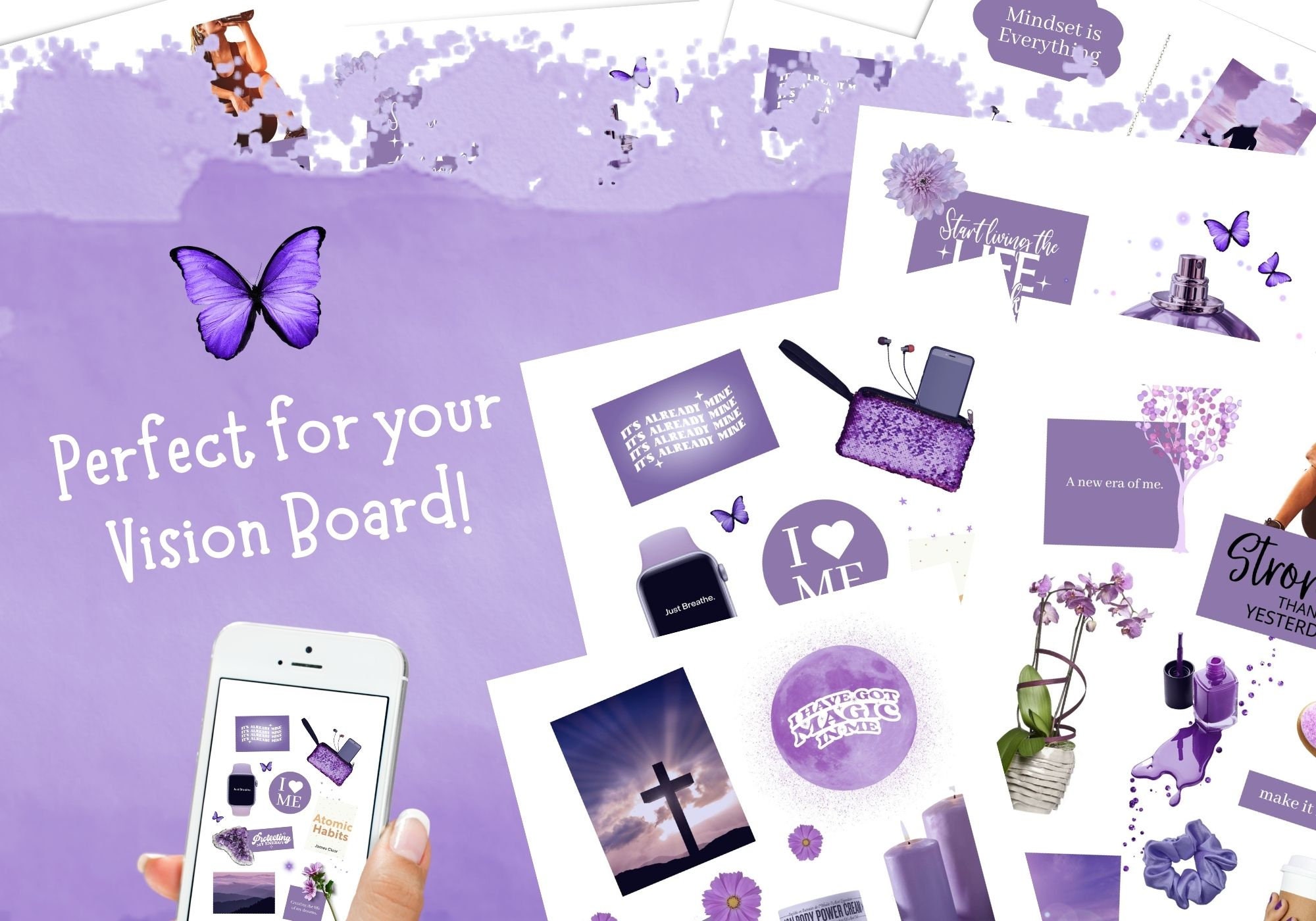 Purple Vision Board Printable, Vision Board Kit for Women 2026, Vision ...