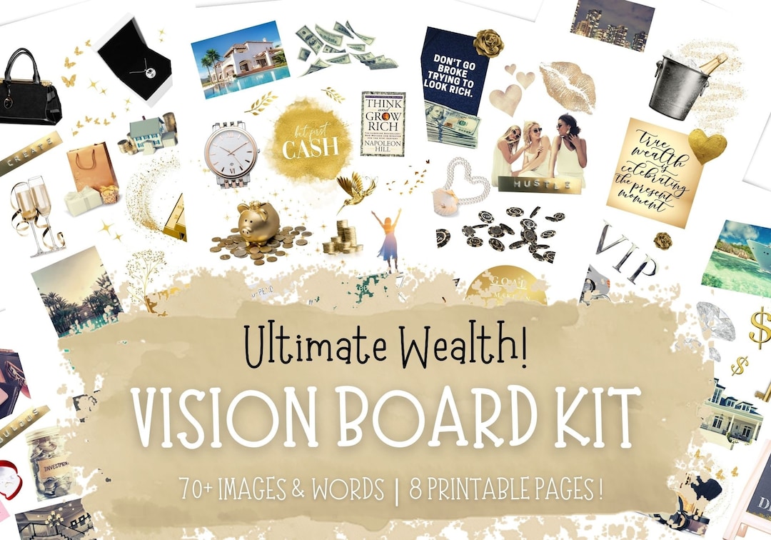 Vision Board Printable for Wealth Money Vision Board Kit - Etsy