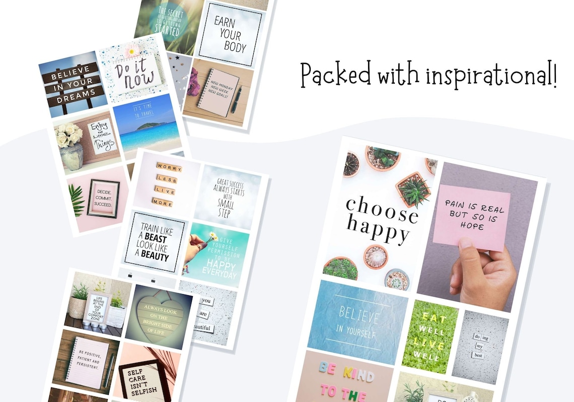 Vision Board Kit, Vision Board Printables, Motivational Words for Women ...
