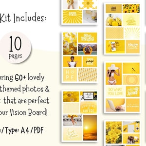 Vision Board Printable , Yellow Vision Board Kit, Vision Board Party ...
