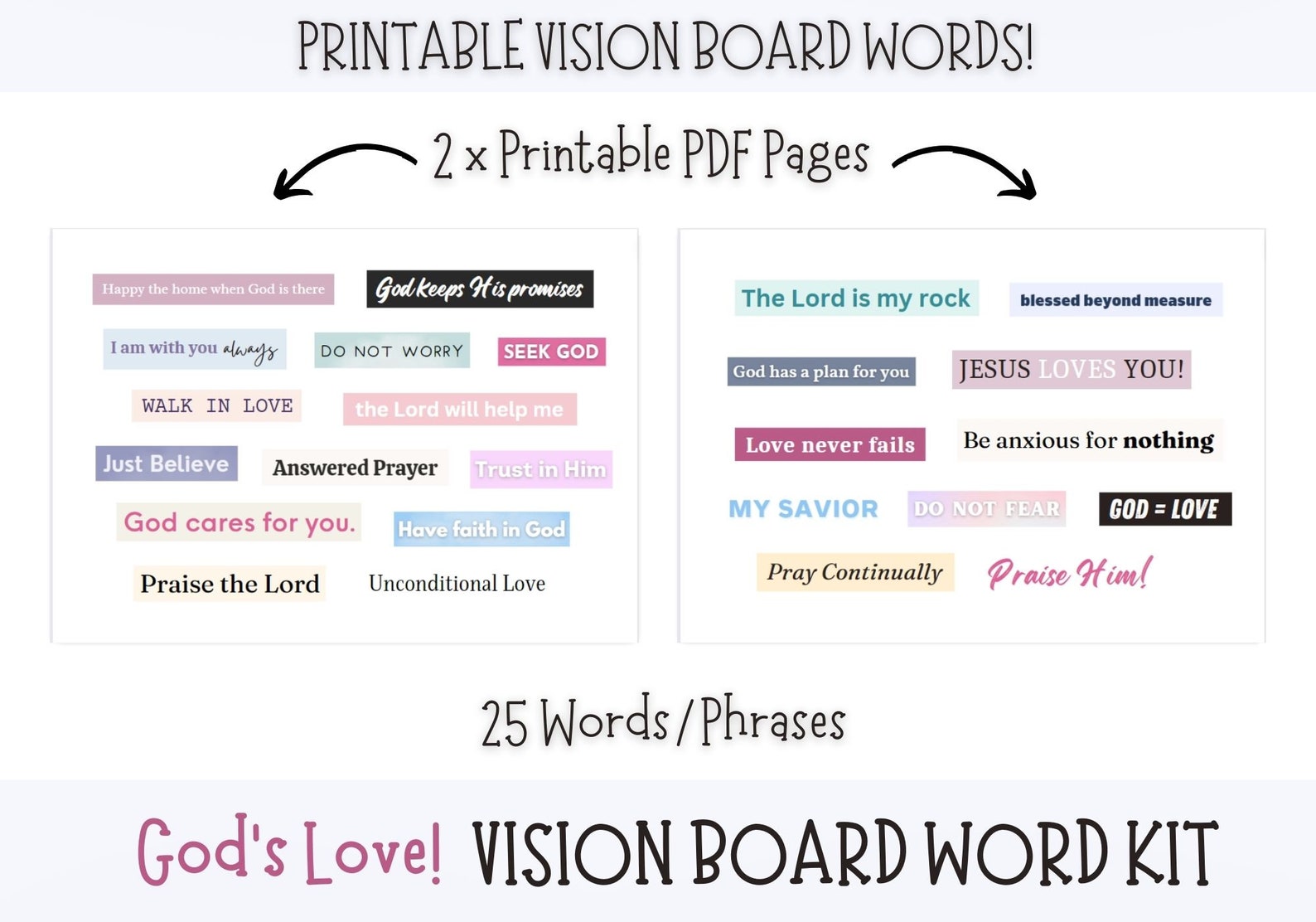God's Love Vision Board Words, Vision Board Printable, Vision Board ...