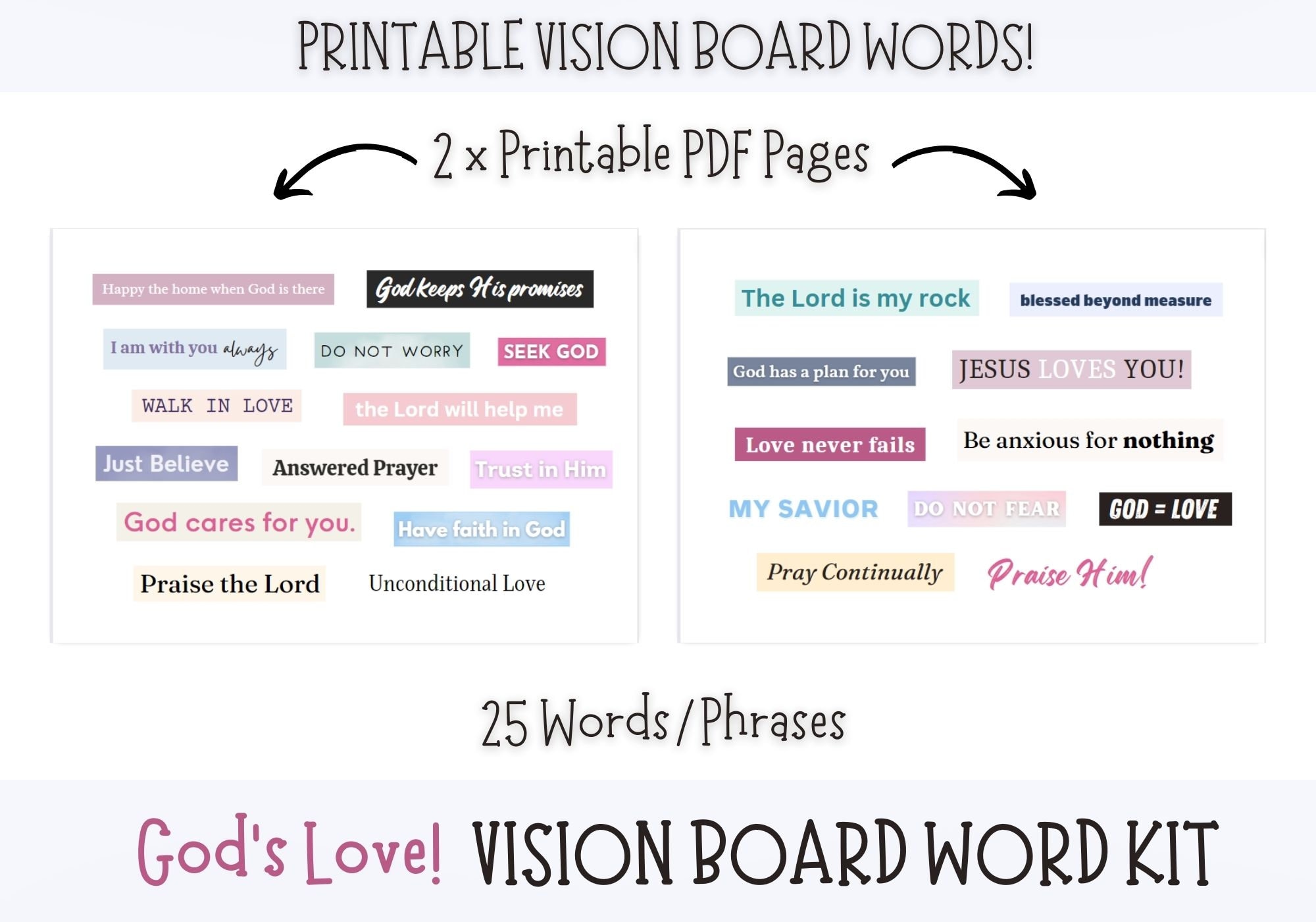 God's Love Vision Board Words, Vision Board Printable, Vision Board ...
