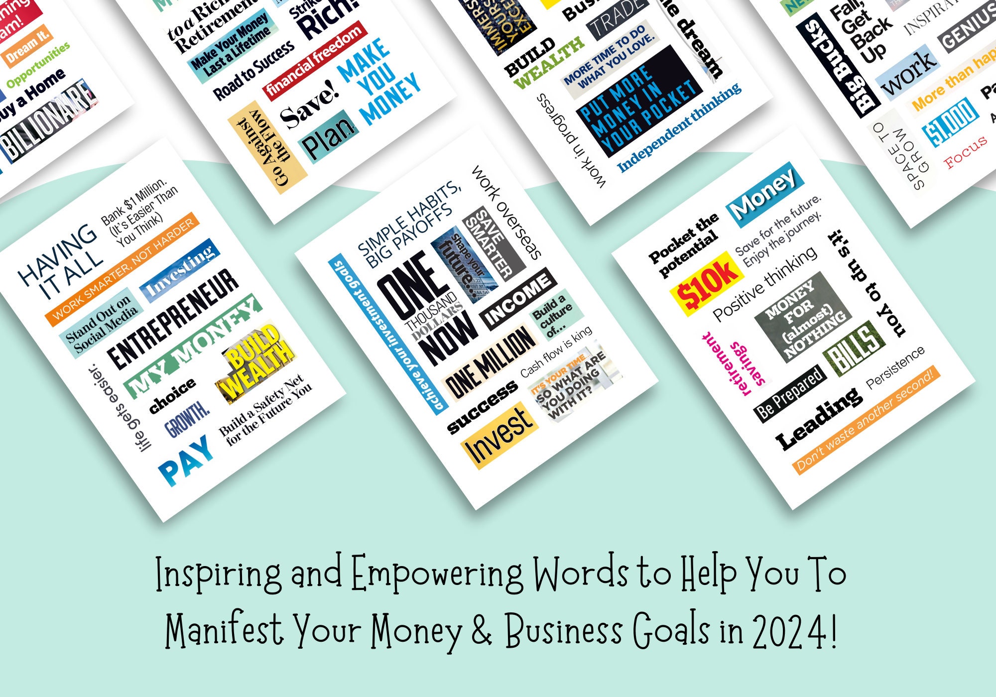 Money Magazine Words Printable, 125+ Money & Business Vision Board ...