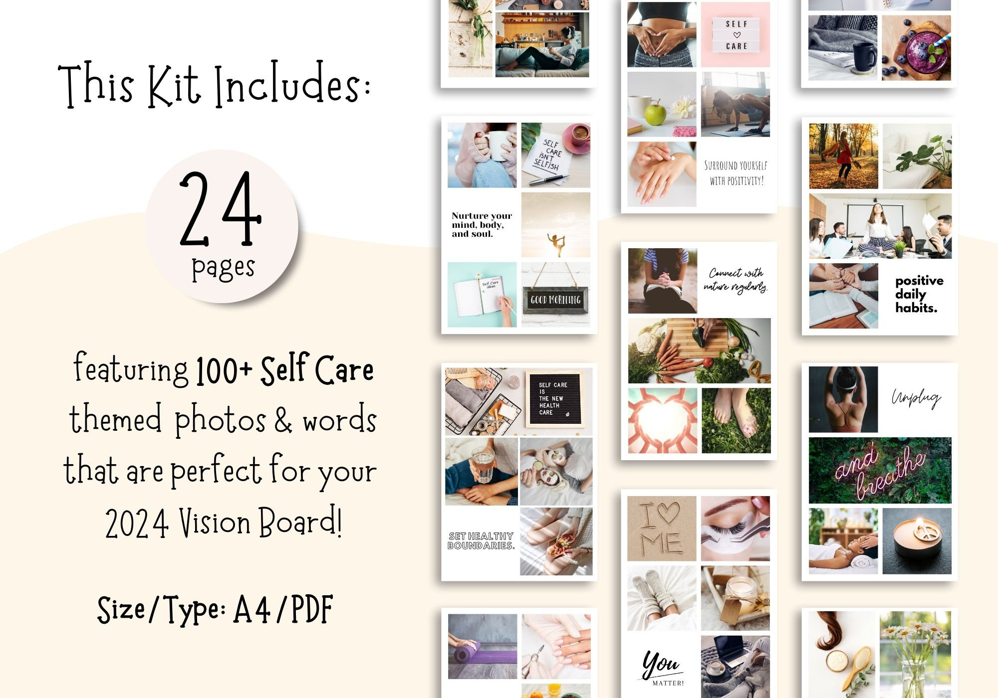 Self-care Vision Board Printable, Vision Board for Women, Vision Board ...