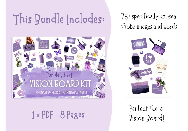 Purple Vision Board Bundle for Women Vision Board Printable Vision ...