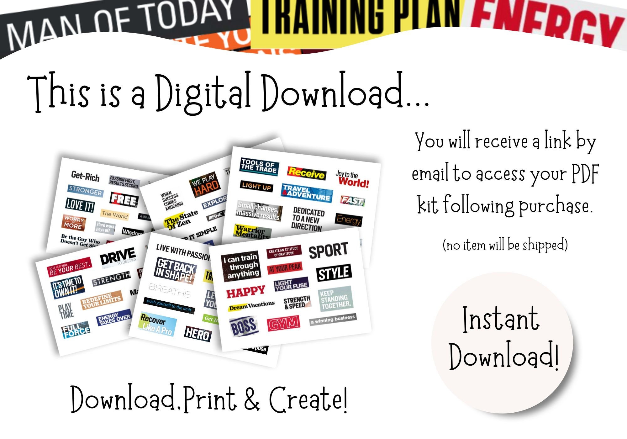 Mens Vision Board Printable, Magazine Words Cutouts, Boys Vision Board ...