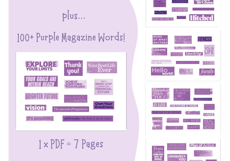 Purple Vision Board Bundle for Women Vision Board Printable Vision ...