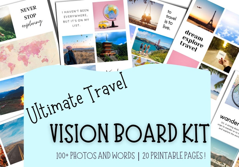 Travel Vision Board Kit Vision Board Printable Vision - Etsy