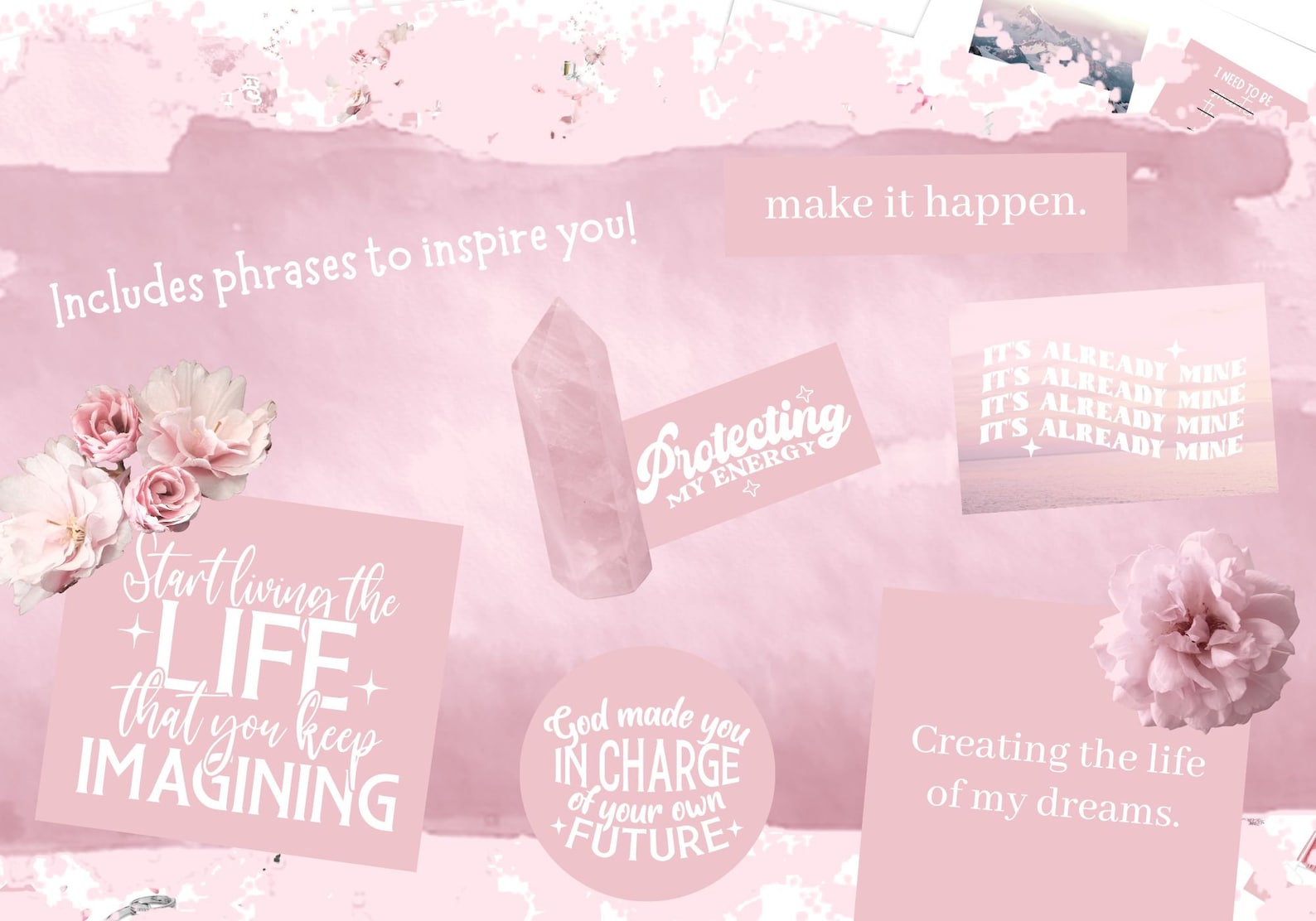 Pink Vision Board Printable for Women, Vision Board Kit for Girls, Pink ...