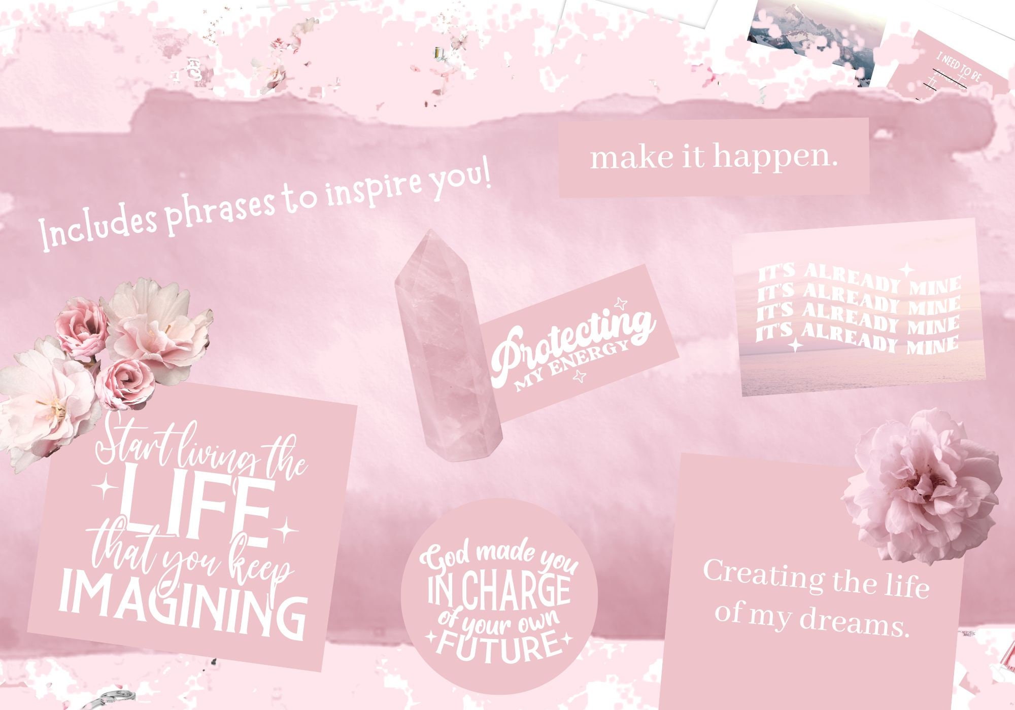 Pink Vision Board Printable for Women, Vision Board Kit for Girls, Pink ...