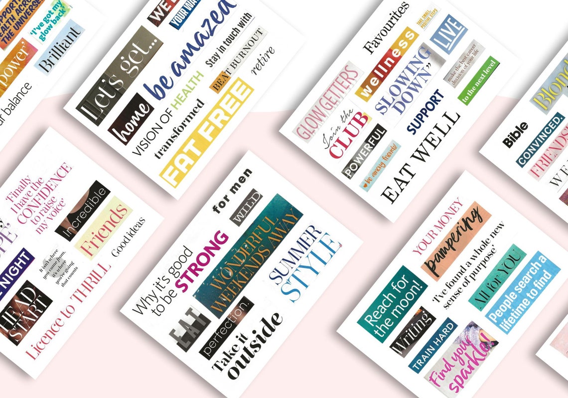 450 Real Magazine Words Printable, Vision Board Words, Vision Board Kit ...