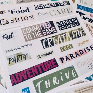 Real Magazine Words! Vision Board Words Printable, Vision Board Party ...