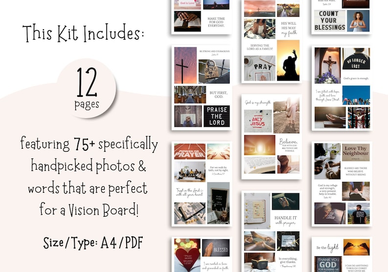 Vision Board Faith Printable, Christian Vision Board Kit, Vision Board ...