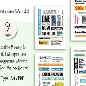 Money Vision Board Bundle, Vision Board Kit for Women, Vision Board for ...