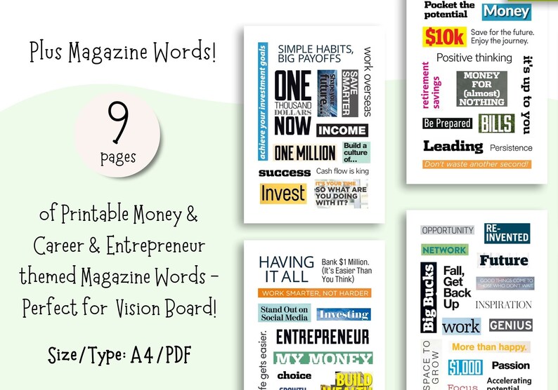 Money Vision Board Bundle, Vision Board Kit for Women, Vision Board for ...