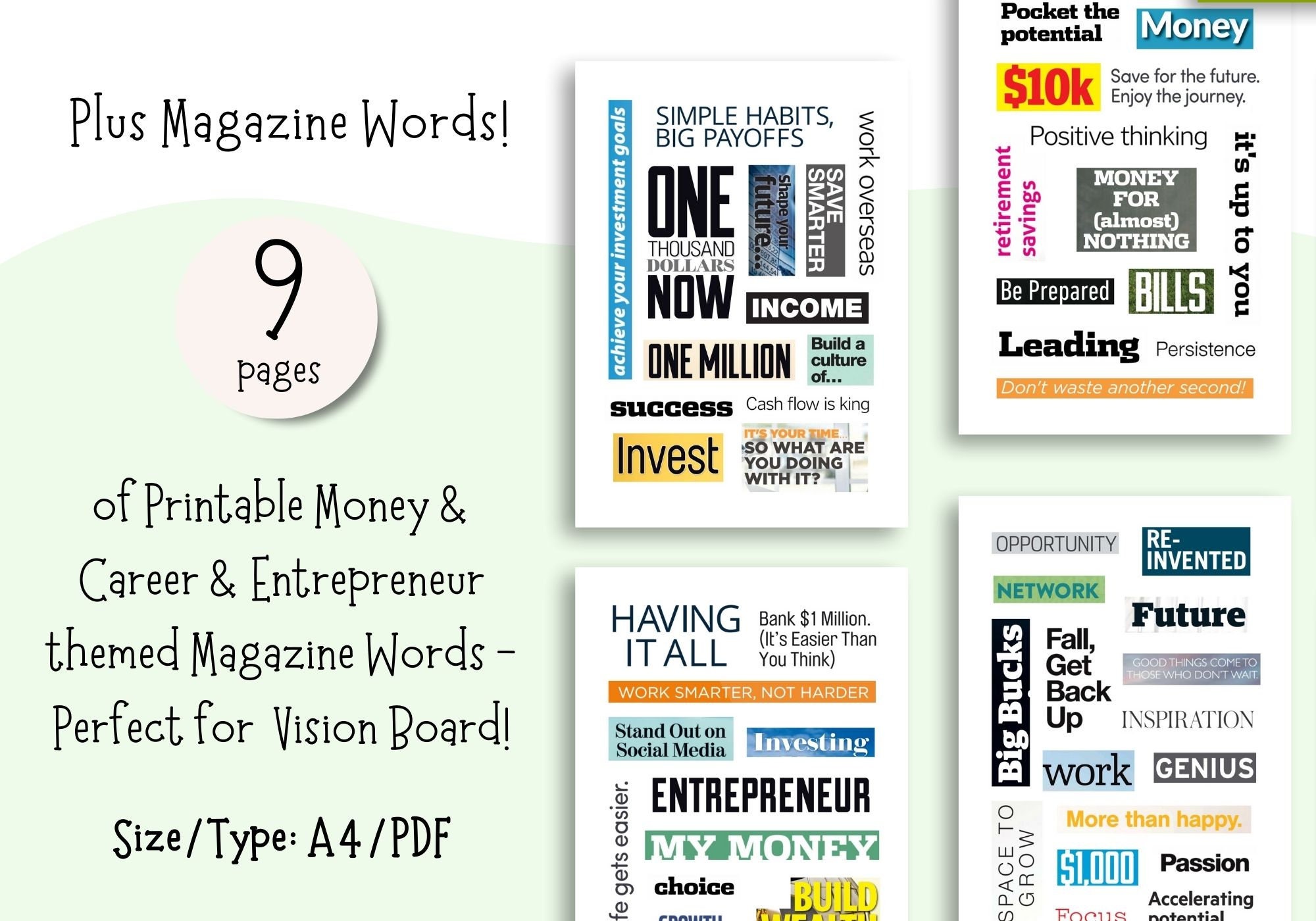 Money Vision Board Bundle, Vision Board Kit for Women, Vision Board for ...