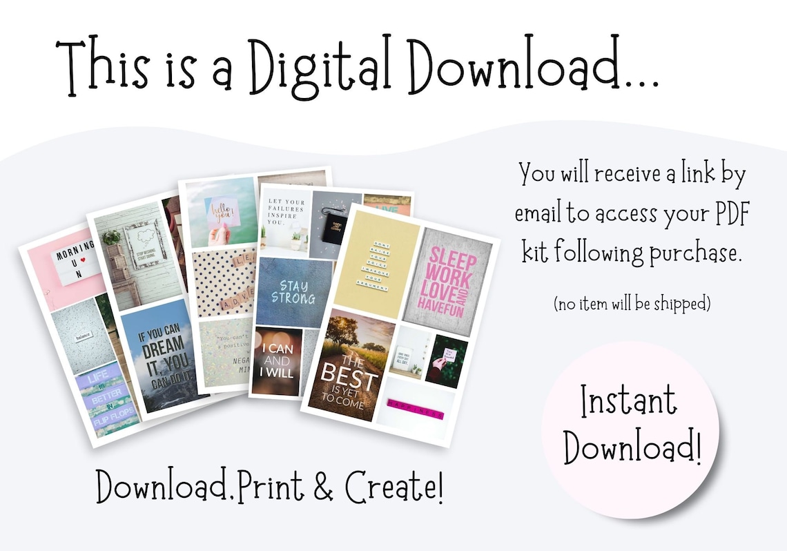 Vision Board Kit, Vision Board Printables, Motivational Words for Women ...