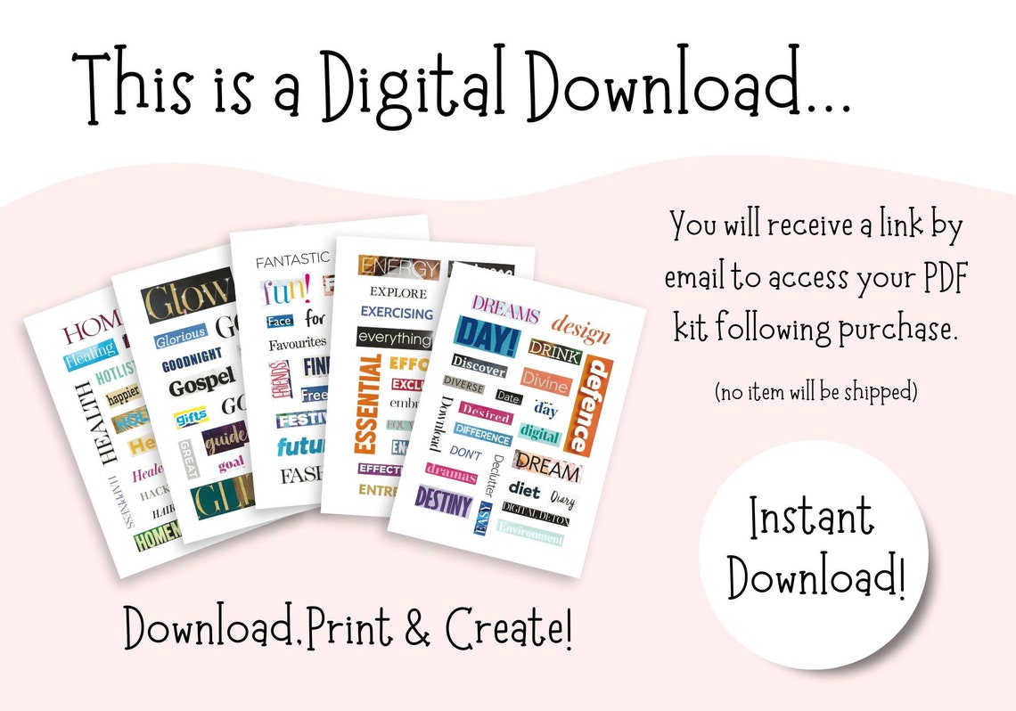 450 Real Magazine Words Printable A-Z Vision Board Words - Etsy