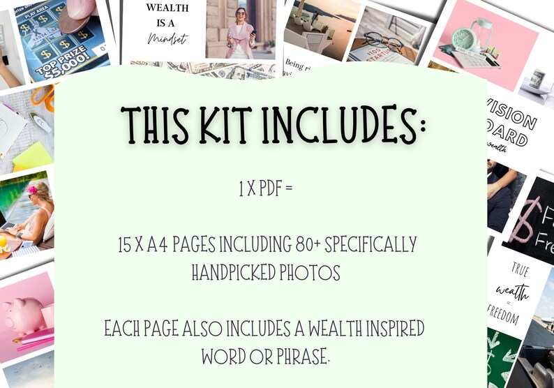 Vision Board Printable for Wealth Money Vision Board Kit - Etsy
