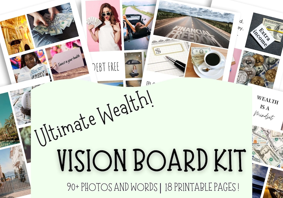 Vision Board Printable for Wealth, Money Vision Board Kit, Vision Board ...
