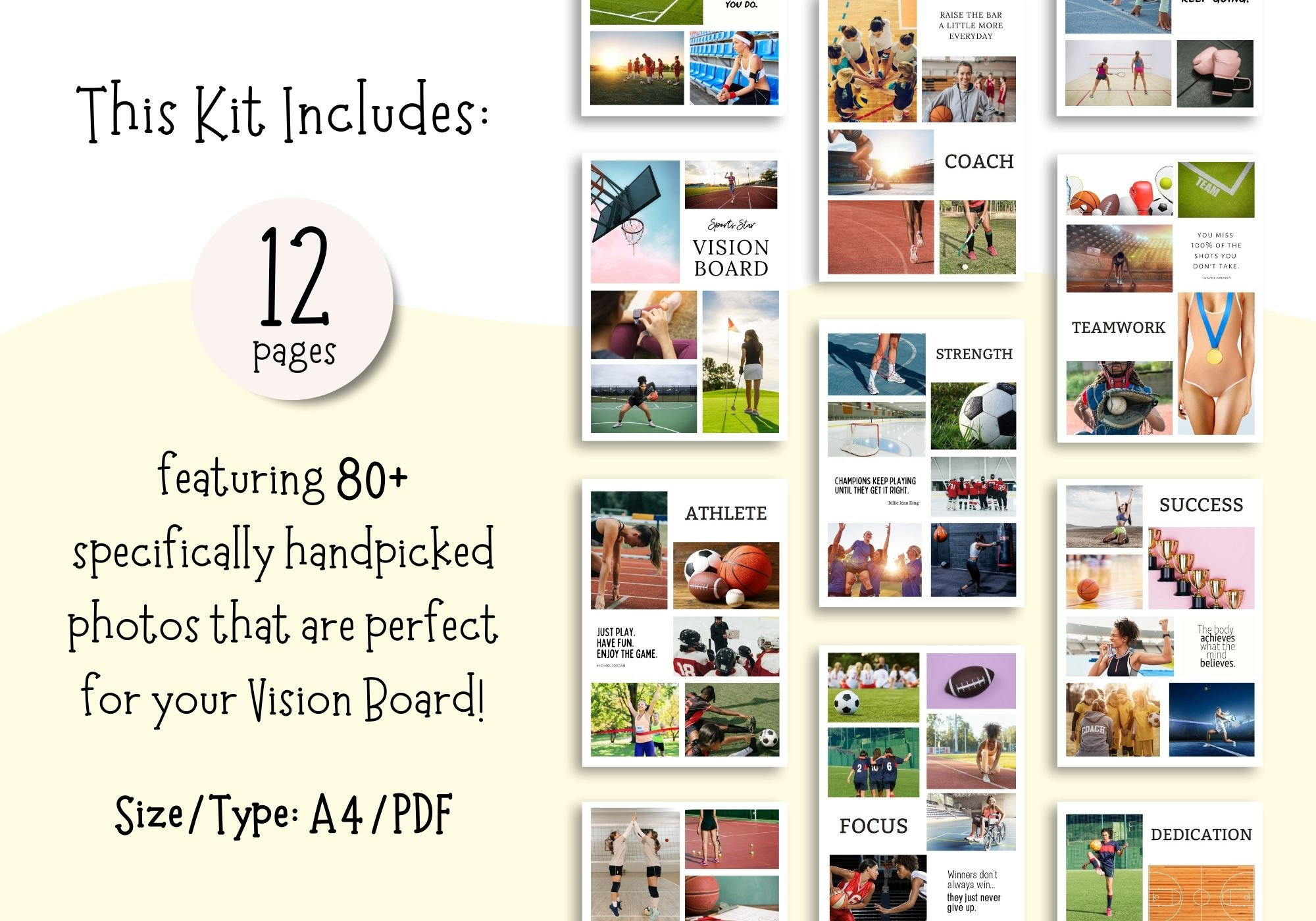 Sports Vision Board Kit, Vision Board Printables for Women, Vision ...