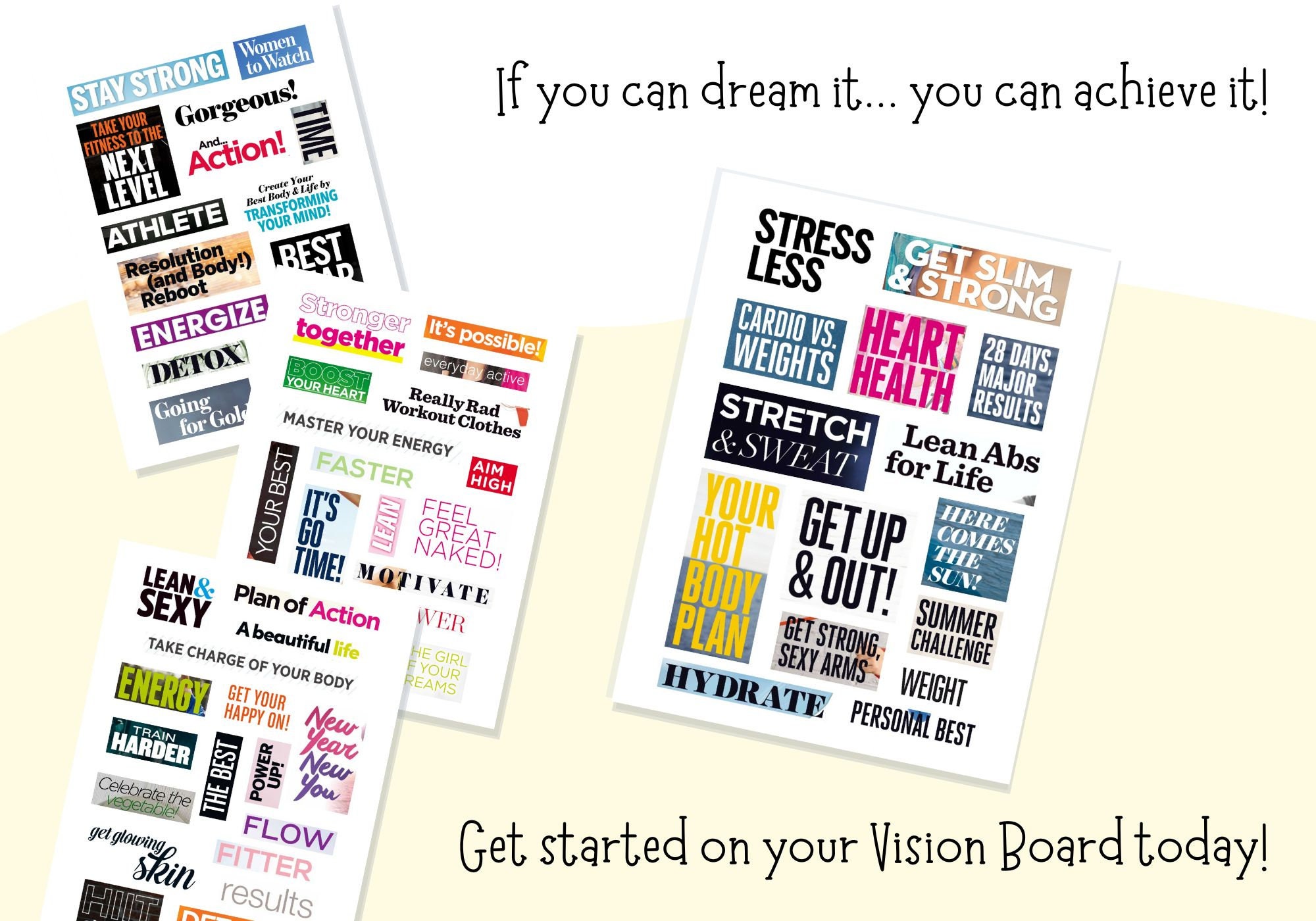 Health & Fitness 2026! Magazine Words Printable, 150+ Vision Board ...