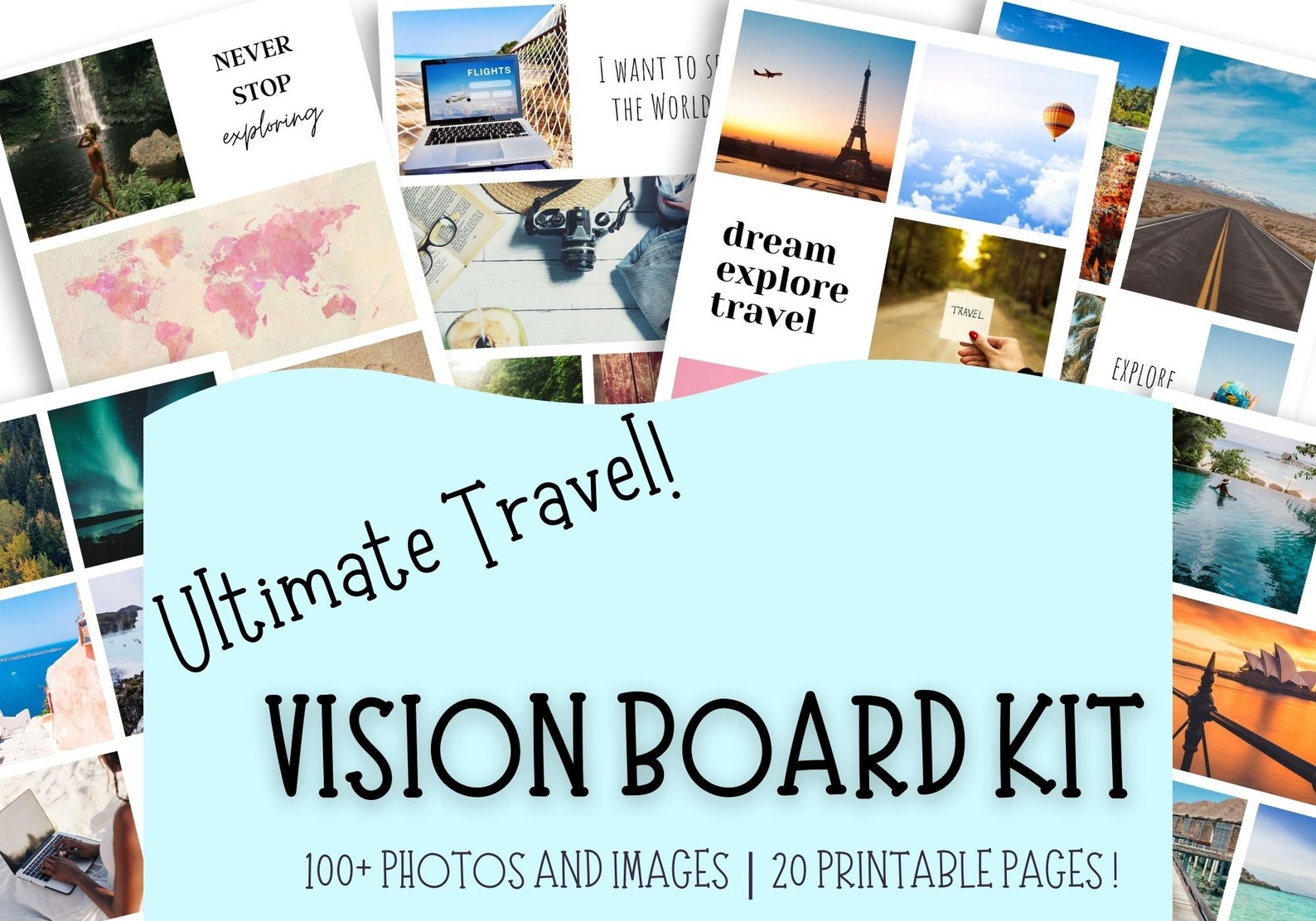 Travel Vision Board Kit, Vision Board Printable, Vision Board Party Kit ...