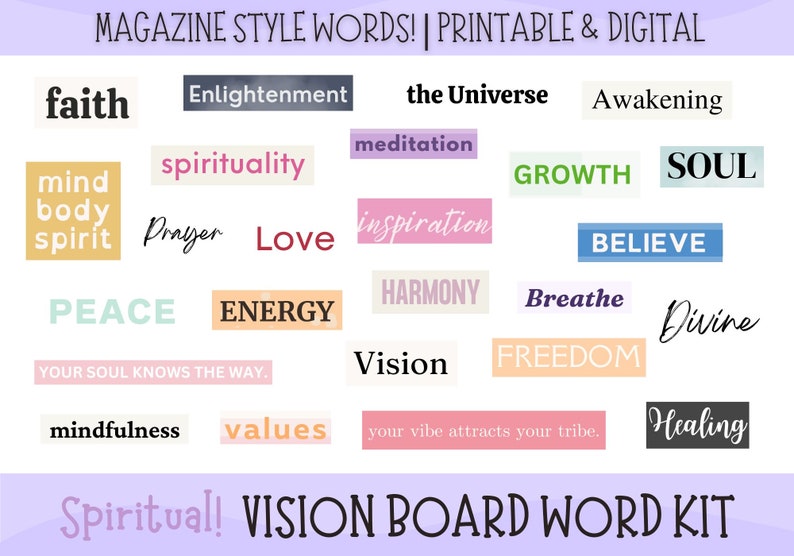 Spiritual Vision Board Words, Vision Board Digital, Womens Vision Board ...