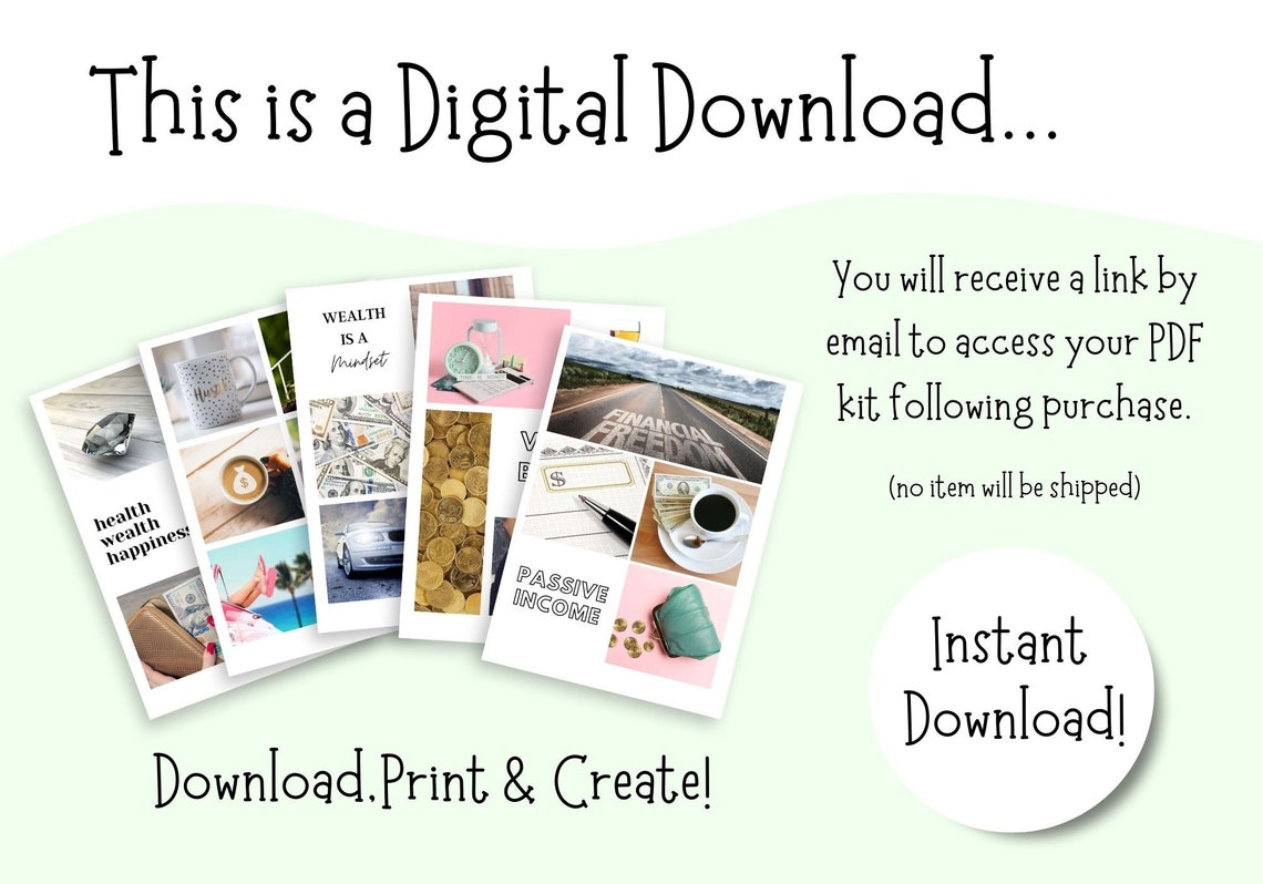 Vision Board Printable for Wealth, Money Vision Board Kit, Vision Board ...