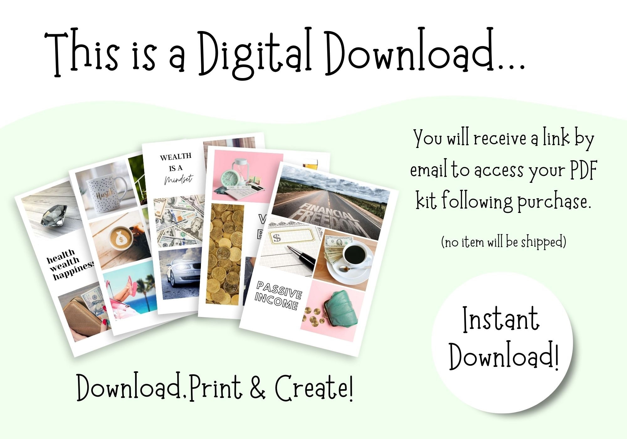 Vision Board Printable for Wealth, Money Vision Board Kit, Vision Board ...