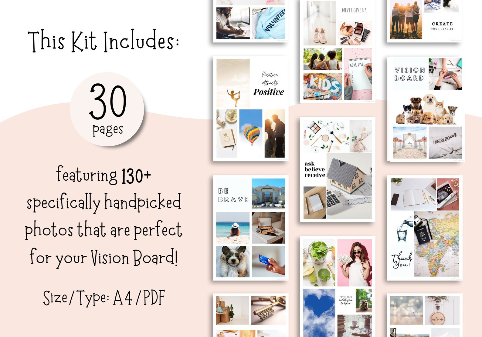 Vision Board Printables for Women, Vision Board Printable Kit, Vision ...
